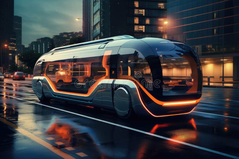 Futuristic Self-driving Car of the Future on the Highway Stock Image ...