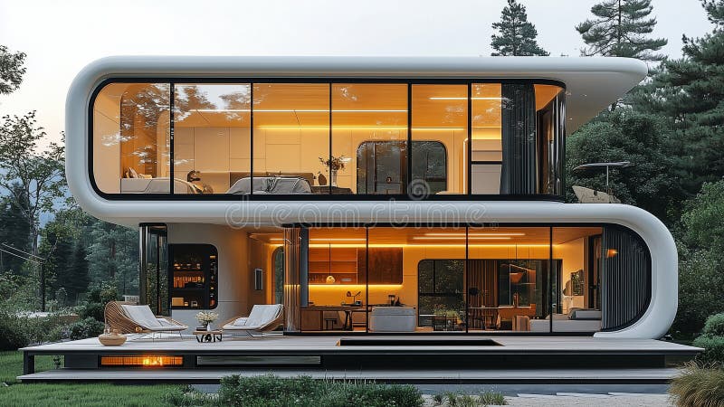 Futuristic Self-sufficient Smart Homes with Modern Architecture Stock ...