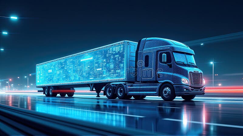 Futuristic Semi Truck with Digital Interface. Stock Illustration ...