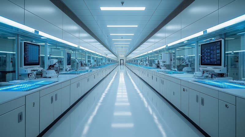 Futuristic Semiconductor Manufacturing Facility Stock Illustration ...
