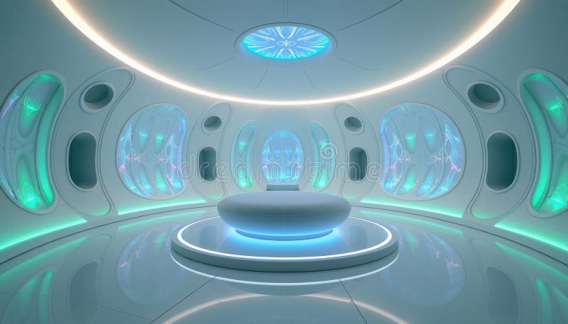A Futuristic Sensory Cocoon for Deep Meditation Stock Illustration ...