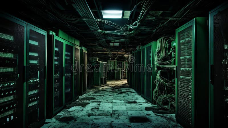 Futuristic Server Bay Awaits Renovation for Optimal Performance Stock Illustration ...