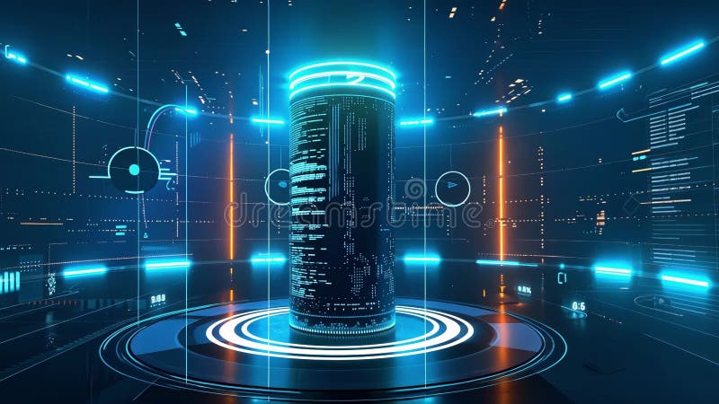 Futuristic Server Cylinder Processing Data in Digital Environment Stock ...