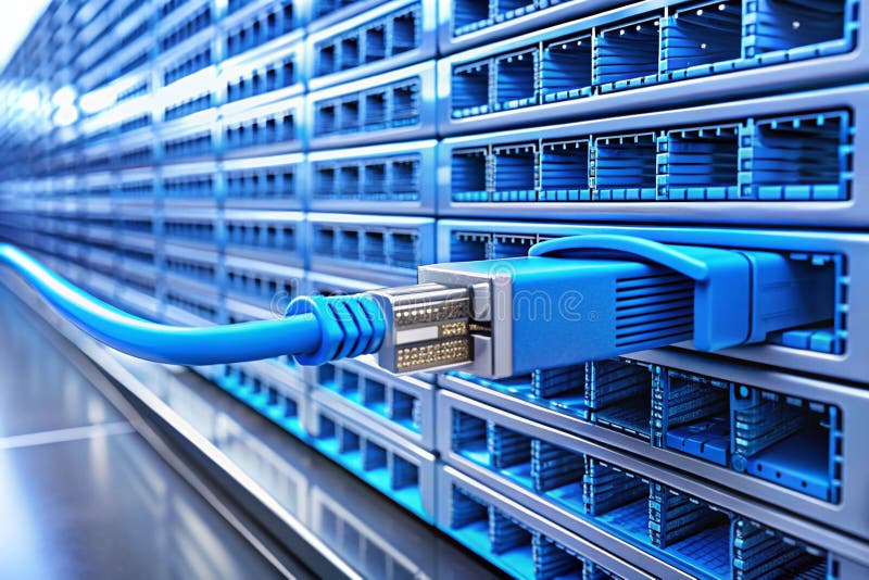 Futuristic Server with Ethernet Plug: Digital Technology Concept Stock ...