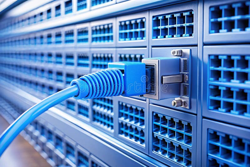 Futuristic Server with Ethernet Plug: Digital Technology Concept Stock ...