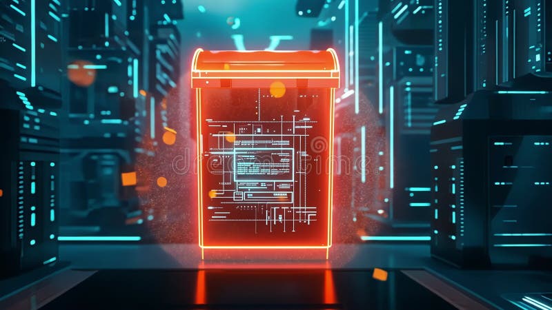 Futuristic Server Rack Cabinet Emitting Light in Digital Environment ...