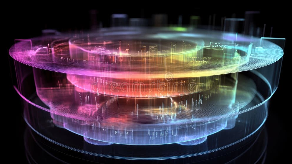 Futuristic Server Rack Rotating and Glowing with Data Transferring ...