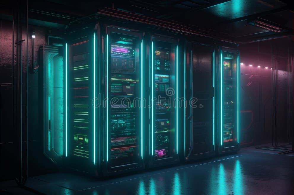 Exploring the Future: Futuristic High Tech Server Racks, Generative AI ...