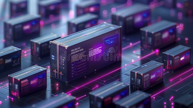 Futuristic Server Racks with Neon Lights in a Data Center Environment ...