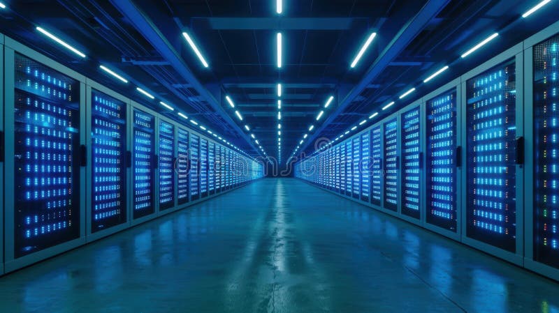 The Futuristic Server Room. AI Generated Stock Photo - Image of ...