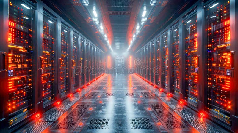 Futuristic Server Room with Bright Lights. Data Center Concept Stock ...
