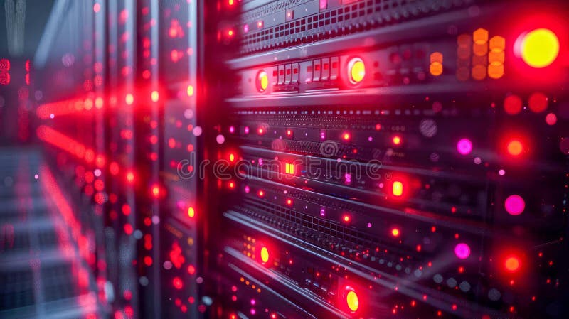Futuristic Server Room with Bright Lights. Data Center Concept Stock ...
