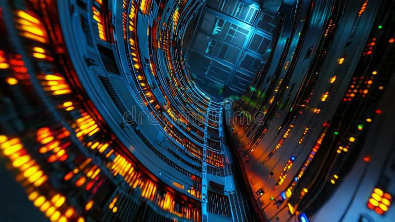 Futuristic Server Room Cylinder Infrastructure Storing Big Data Stock ...