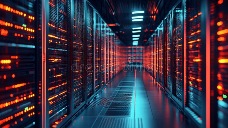 Futuristic Server Room Data Center Technology Digital Network ...