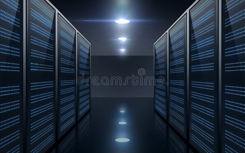 Futuristic server room stock illustration. Illustration of domain ...