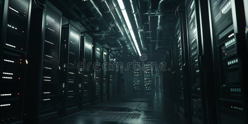 A Futuristic Server Room Filled with Advanced HighTech Equipment and ...