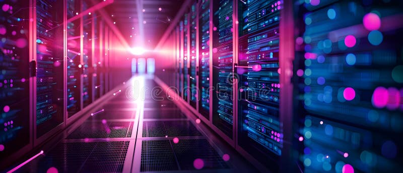 Futuristic Server Room: Gateway To Digital Data Exchange. Concept ...