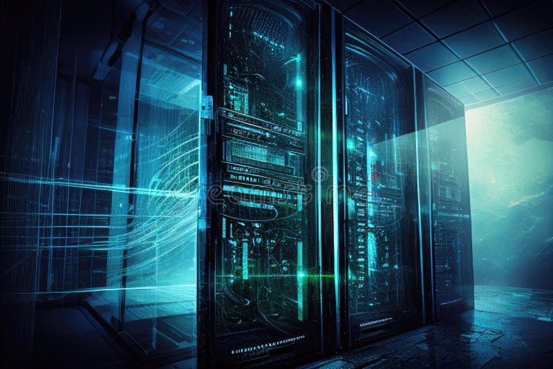 Futuristic Server Room - Generative AI Stock Image - Image of ...