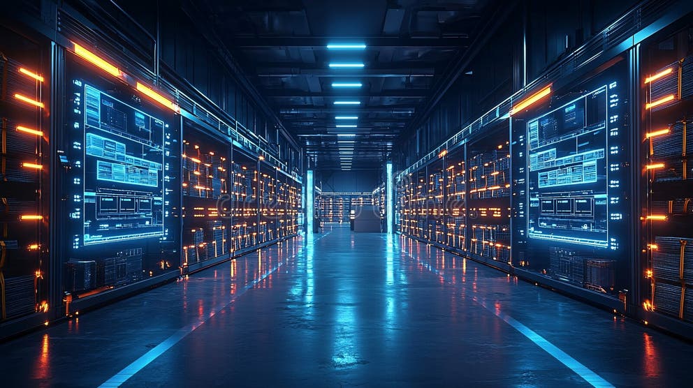 Future Technology Sense Server Room Stock Illustration - Illustration ...