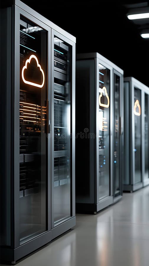 Futuristic Server Room 3d Illustration Stock Illustration ...