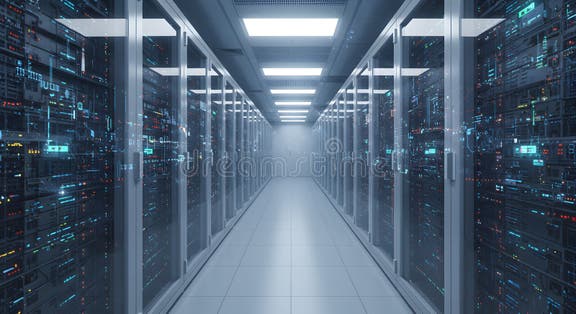 Futuristic Server Room: Glowing Data Centers in a Cool, Modern Style ...
