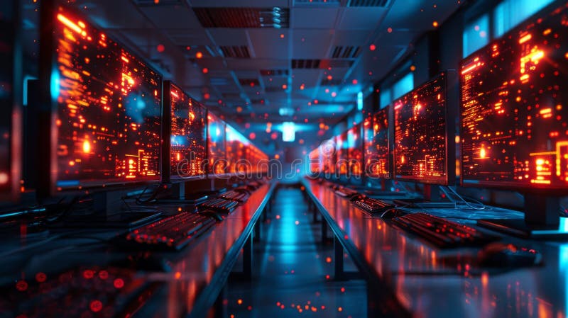 Futuristic Server Room with Glowing Screens Stock Image - Image of ... Futuristic Server Room with Glowing Screens Stock Image - Image of ...
