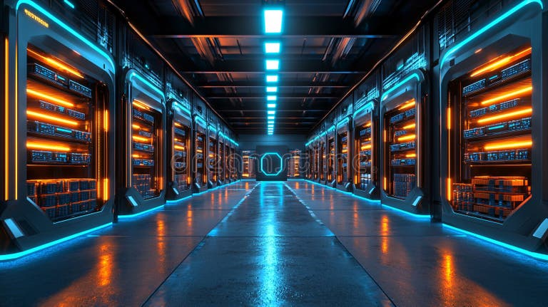 Future Technology Sense Server Room Stock Illustration - Illustration ...