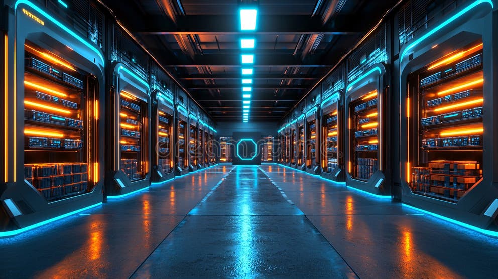 Future Technology Sense Server Room Stock Illustration - Illustration ...