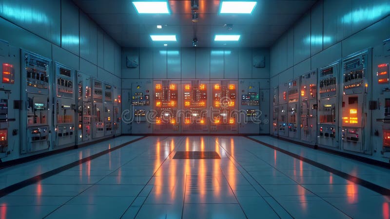 Futuristic Server Room Interior with Glowing Stock Video - Video of ...
