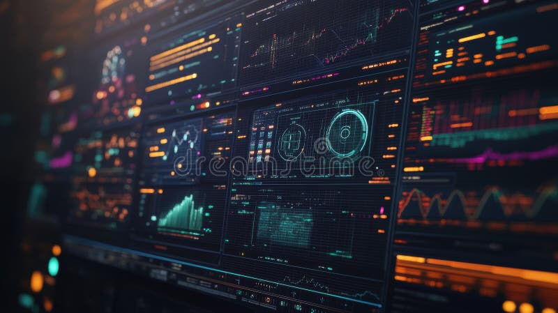 Futuristic Server Room Monitoring Showing Real Time Data Analysis and Processing Stock Image ...