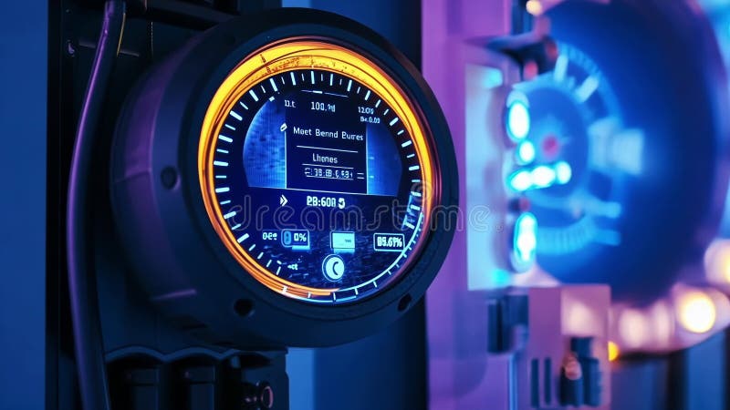 Futuristic Server Room Monitoring System Showing Speed and Data Usage ...