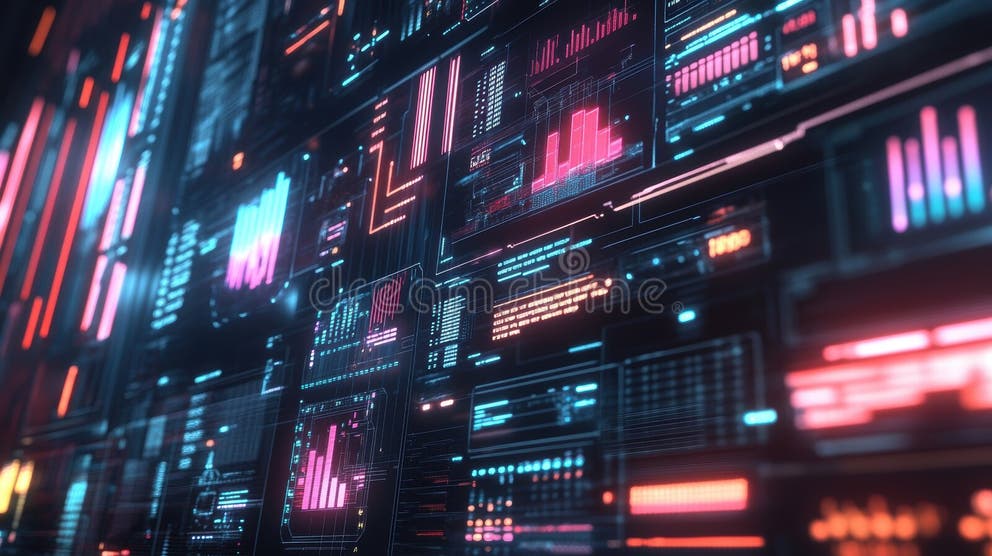 Futuristic Server Room Showing Complex Data Analysis and Processing ...