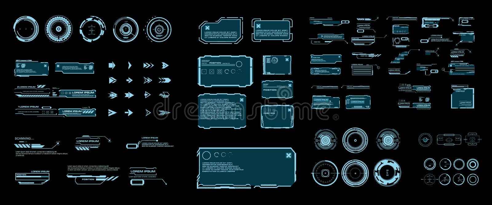 HUD Style Callouts and Titles. Set Futuristic User Interface Elements Stock Vector ...