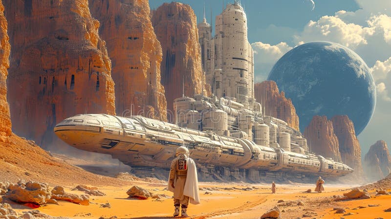 Futuristic Setting on Distant Planet. Stock Illustration - Illustration ...