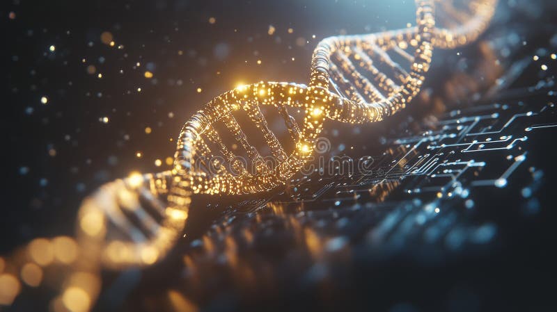 In a Futuristic Setting, a DNA Helix is Depicted As a Graphic ...