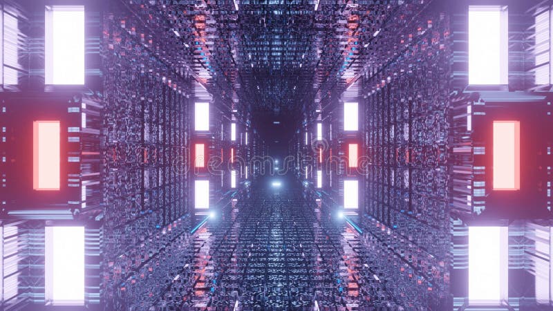 Futuristic Setting Illuminated with Laser Lights Stock Illustration ...