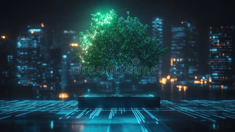 A Futuristic Setting is Symbolized by a Digital Representation of a ...