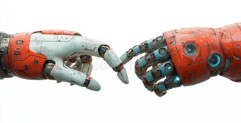 Two Industrial Robot Arms Reaching Towards Each Other with Precision ...