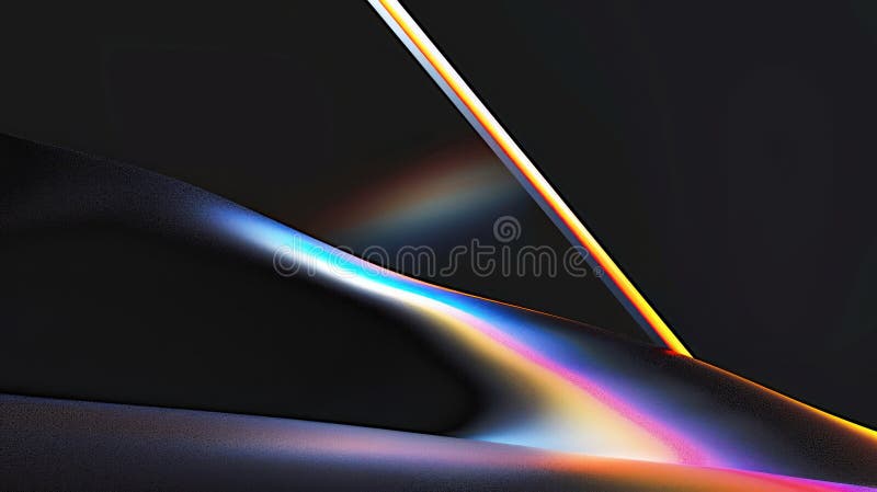 Futuristic Shadows and Rainbow Refraction Glow on Black Noir Tech ...