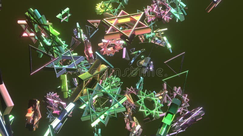 Futuristic Shape, Flying, Animation of an Abstract Objects. Dynamic ...