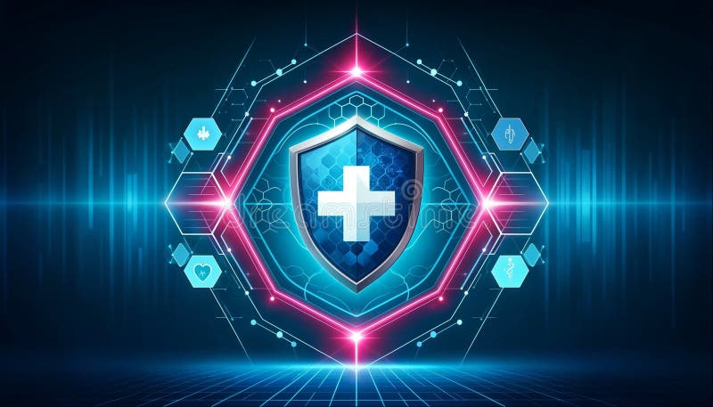 Futuristic Shield with a Center White Cross, Detailed Patterns, and ...