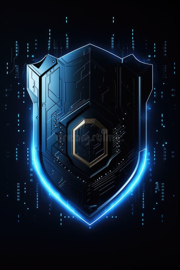 Futuristic Shield on Dark Background, Suitable for Sci-fi and ...