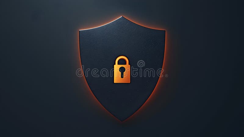 Futuristic Shield with a Glowing Lock, Symbolizing Advanced Digital ...