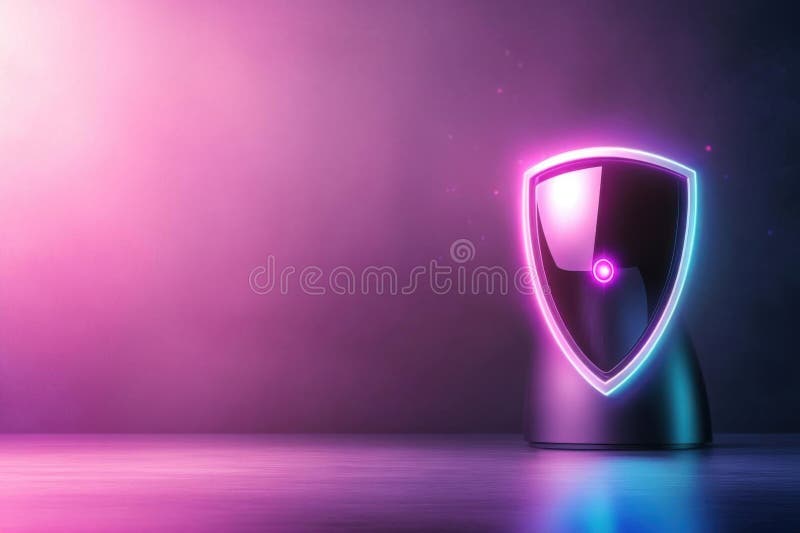A Futuristic Shield with Glowing Neon Lights, Symbolizing Protection ...