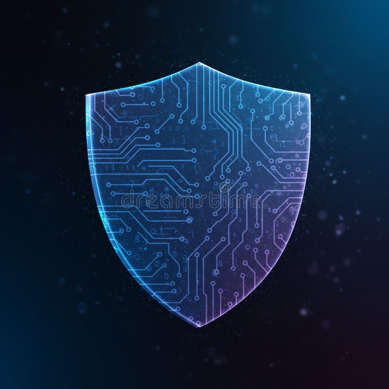 A Futuristic Shield Icon with a Circuit Board Pattern, Symbolizing ...
