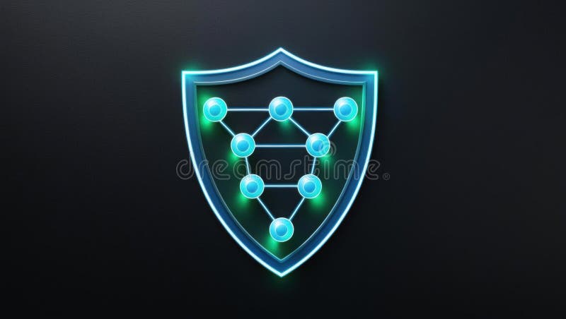 Futuristic Shield Icon Featuring Interconnected Nodes, Symbolizing ...