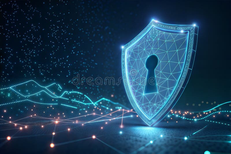 Futuristic Shield with Keyhole Represents Cyber Security Stock ...