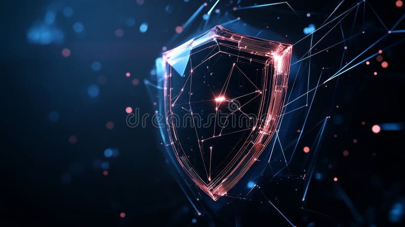 A Futuristic Shield Made of Glowing Geometric Shapes Symbolizing ...