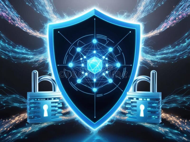 A Futuristic Shield Protecting a Network, Symbolizing Cybersecurity ...