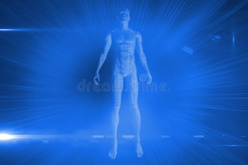 Futuristic shiny 3D body stock illustration. Illustration of light ...